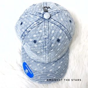 adidas | Accessories | Adidas Washed Denim Monogram Logo Strapback Hat ...